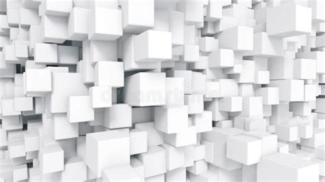 Abstract Background Of Stone White Shifted Cubes With Random Offset Effect 3d Illustration