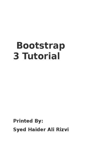Bootstrap 3 Tutorial Printed By Syed Haider Ali Rizvi Pdf