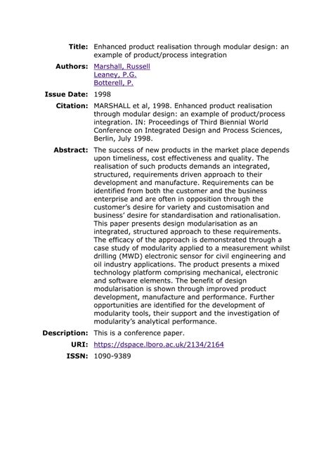 Pdf Enhanced Product Realisation Through Modular Design An Example Of Product Process Integration