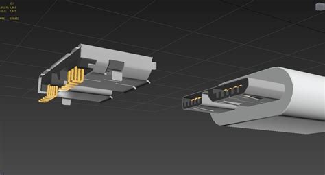 Micro Usb 3 0 Male And Female Connector 3d Model 13 Fbx C4d Max Free3d