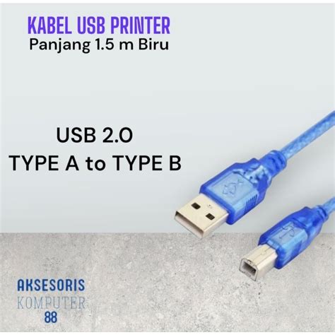 Jual Kabel Usb Printer Meter Mm Biru Transparant Type A To Usb B Cable Shopee