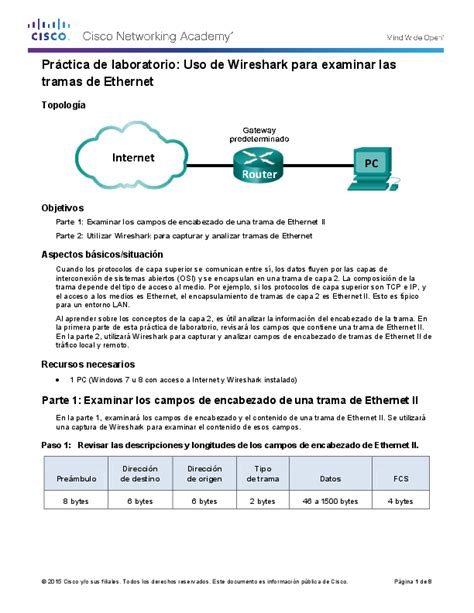 Pdf 1 1 7 Lab Using Wireshark To Examine Ethernet Frames
