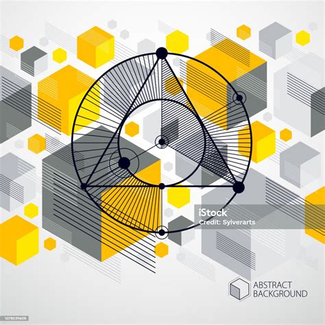 안내 책자 전단지 포스터 광고 커버에 대 한 템플릿 3d 노란색 디자인 레이아웃 추상적인 현대 배경 벡터 큐브 육각형 사각형 사각형 및 다른 추상적인 성분의 구성 0명에