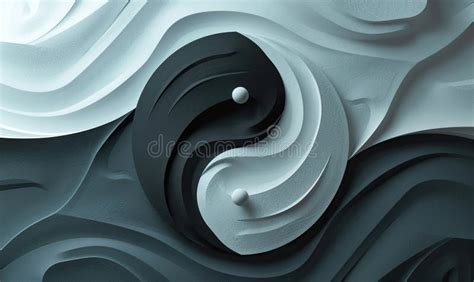 3d Illustration Of Yin Yang Symbol In A Flowing Wavelike Pattern