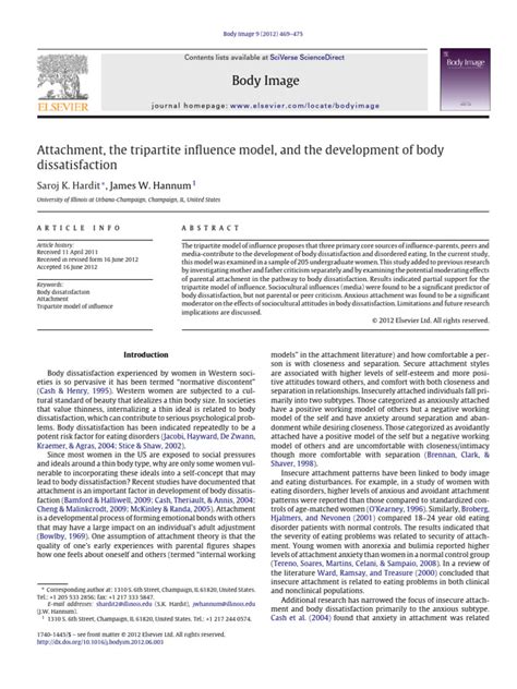 attachment the tripartite influence model and the development of body