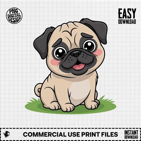Cute Pug Clipart Puppy Dog Clipart Cute Animal Clipart Dog Lover