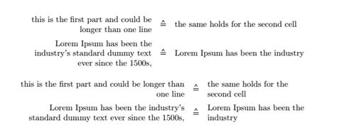 Horizontal Alignment Align Text Centered Around Custom Symbol With Linebreak TeX LaTeX