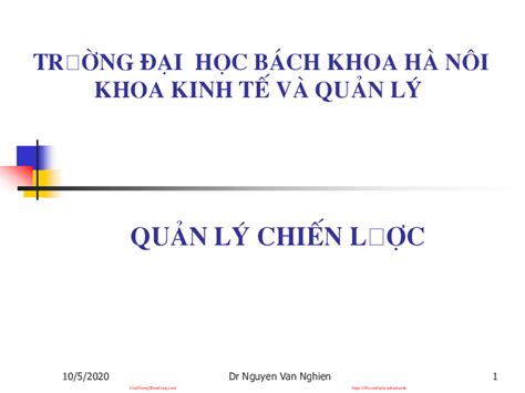 PDF Quản Trị Chiến Lược Đh Bách Khoa Hn Nguyễn Văn Nghiến C Chien Luoc Va Qlcl Pdf