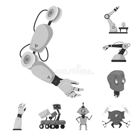 Vector Design Of Robot And Factory Sign Set Of Robot And Space Stock Symbol For Web Stock
