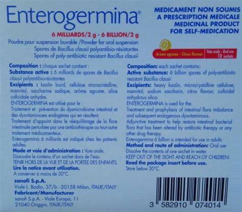 Medica Rcp Enterogermina 6b Suspension Indications Side Effects