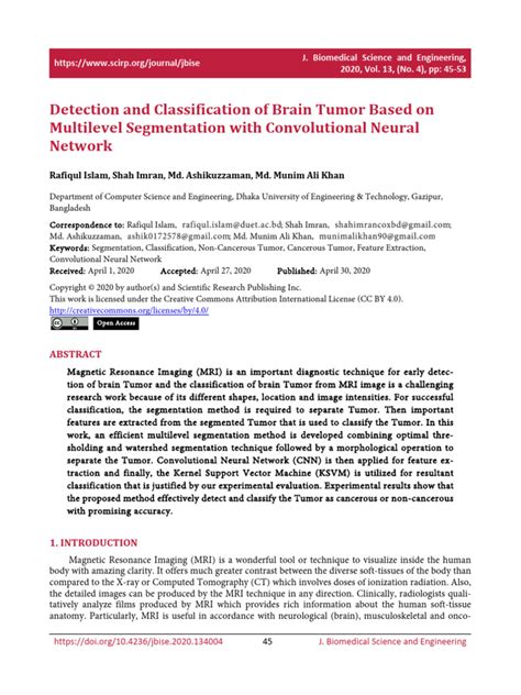 Detection And Classification Of Brain Tumor Based On Multilevel