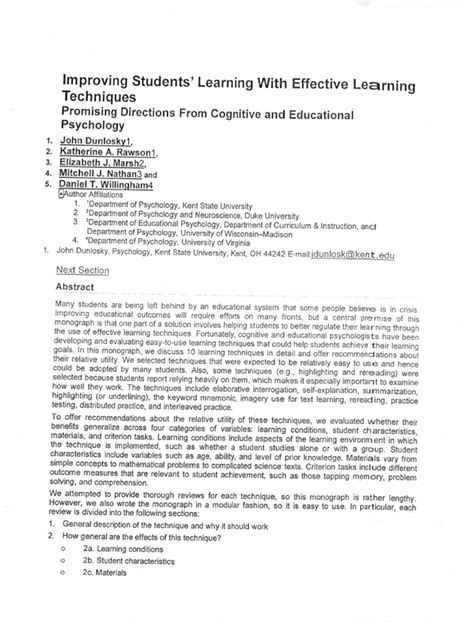 Improving Students Learning With Effective Learning Pdf Learning