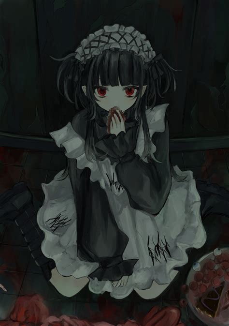 Original Absurdres Commentary Highres Symbol Only Commentary 1girl Apron Black Dress