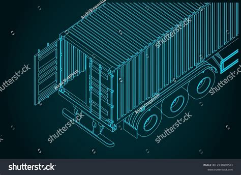 Stylized Vector Illustration Container Trailer Closeup Stock Vector Royalty Free 2236090591