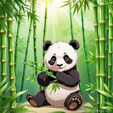 Chibi Panda Bamboe Adorable Chibi Panda Munching On Bamboo Shoots A