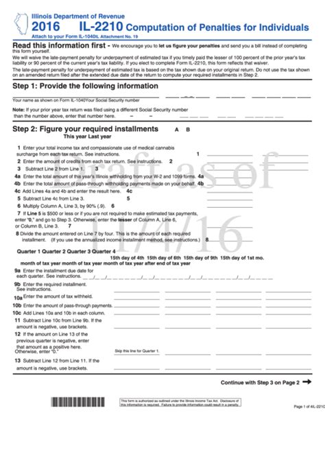 Form Il 2210 Draft Computation Of Penalties For Individuals 2016