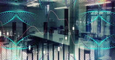 In Office Animation Of Financial Data Charts Overlaying Abstract Patterns On Screen Stock Video