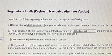 Solved Regulation Of Cells Keyboard Navigable Alternate Version Complete Course Hero