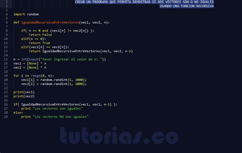 Recursividad Python Igualdad Recursiva Entre Vectores