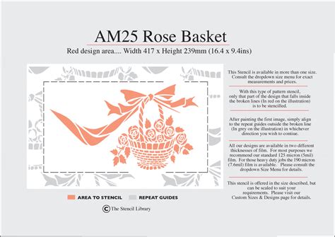 12 Am25 Rose Basket Stencil Library