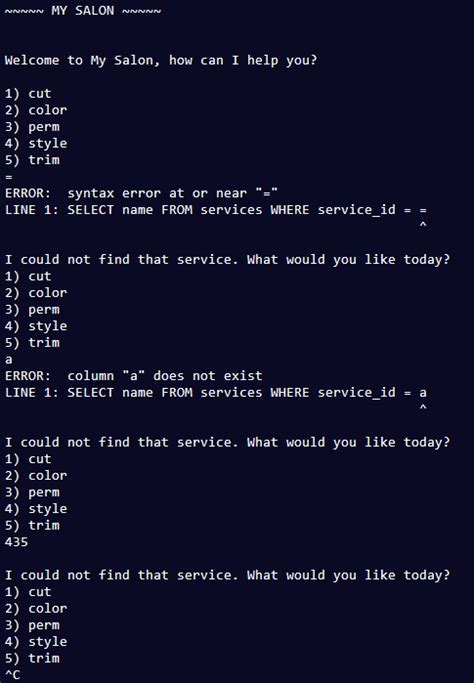 Salon Appointment Subtask 11 16 Not Passing When It Should · Issue
