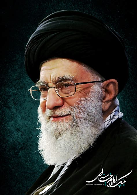عکس با کیفیت متن لبیک یا امام خامنه ای در کنار چهره ی سه رخ حضرت خامنه ای عکس با کیفیت و