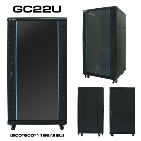 ตู้ Rack Cctv Network Cabinet Gc22u 60cm Black สีดำ 60x60x116 Cm [พร้อมถาด1ใบ พัดลม1ชุด ในตัว