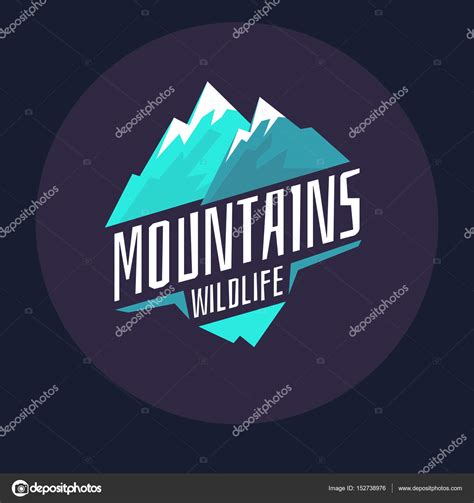 Logo Moderno Montañas Con Nieve En El Círculo Sobre Un Fondo Oscuro