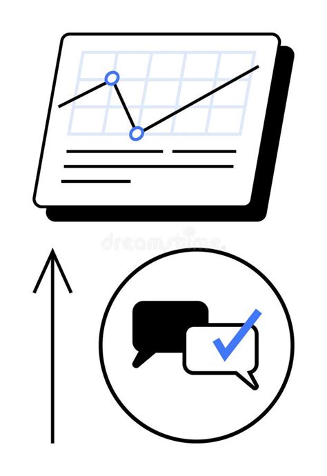 graph with upward trend and communication bubbles with checkmark in