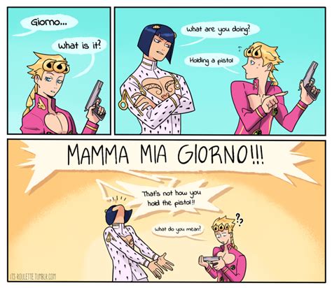﻿this Is How You Hold The Pistol Its Mhmetmiblicoh Giorno Giovanna