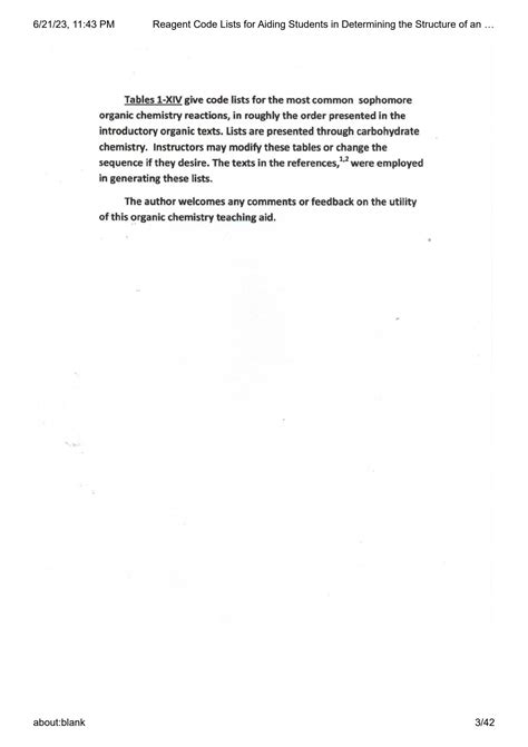 SOLUTION Reagent Code Lists For Aiding Babes In Determining The Structure Of An Organic