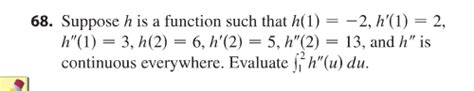 Solved 68 Suppose H Is A Function Such That H 1 2 H 1
