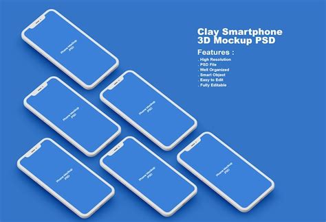 Premium Psd Smartphone Screen Mockup 3d Clay Render