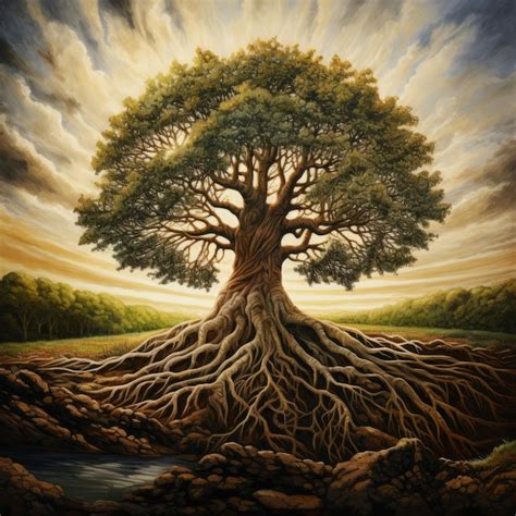 Premium Photo A Tree With Roots And River