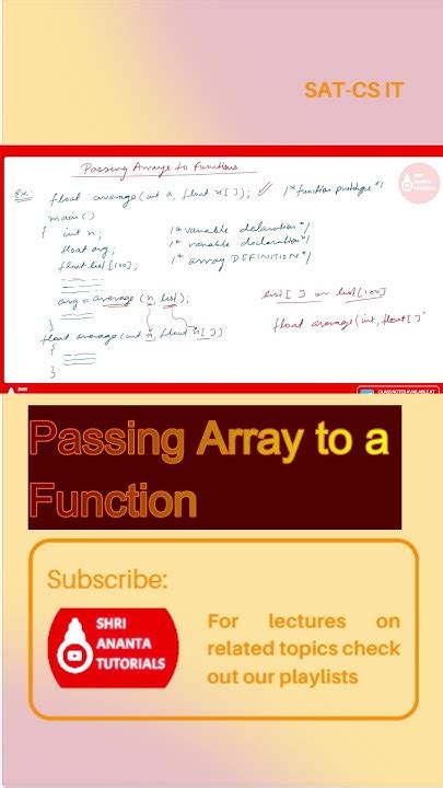 Passing Array To A Function Shorts Arrays Computerengineering