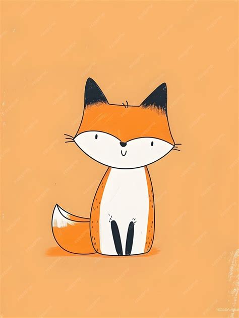 Minimalistic Silhouette Of Smiling Swift Fox On Vibrant Orange Background Premium Ai Generated