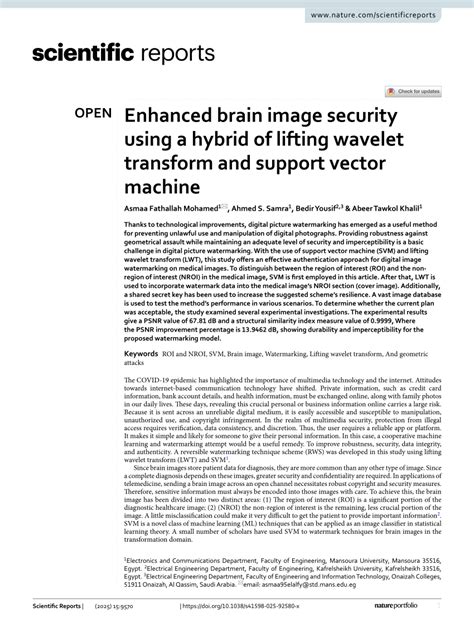 Pdf Enhanced Brain Image Security Using A Hybrid Of Lifting Wavelet