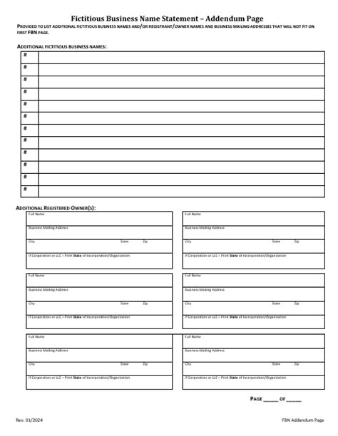 County Of Sonoma California Fictitious Business Name Statement Addendum Page Download