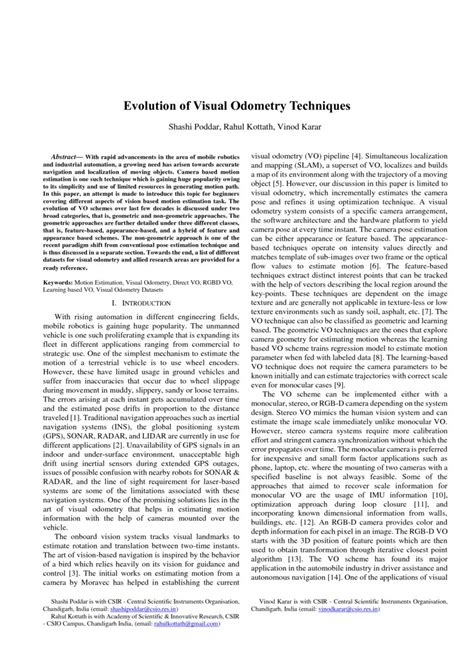 Evolution Of Visual Odometry Techniques Deepai