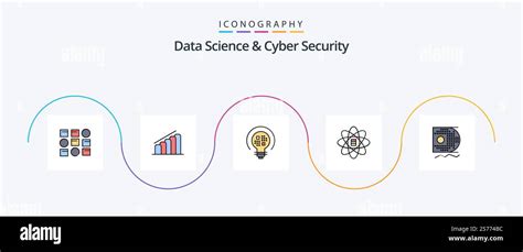 Data Science And Cyber Security Line Filled Flat 5 Icon Pack Including Scince Dollar Data