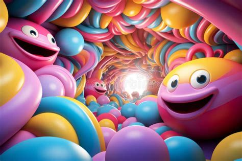 A Cartoon Character Is Surrounded By Colorful Balloons Stock Illustration Illustration Of