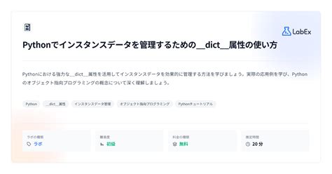 Python Dict 属性：インスタンスデータ管理の基本と応用 Labex