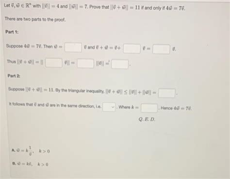 Solved Let V WRn With V And W Prove That V W Chegg Com
