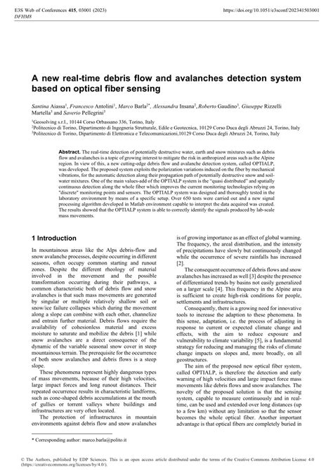 Pdf A New Real Time Debris Flow And Avalanches Detection System Based