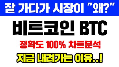 비트코인 Btc 긴급 잘 올라가다가 지금 내려가는 이유 왜 정확도 100 전망분석 영상 필수시청 코인