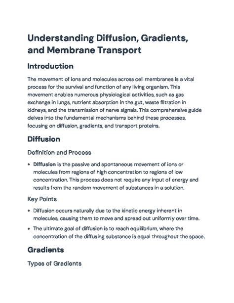 Understanding Diffusion Gradients And Membrane Transport Biology 101