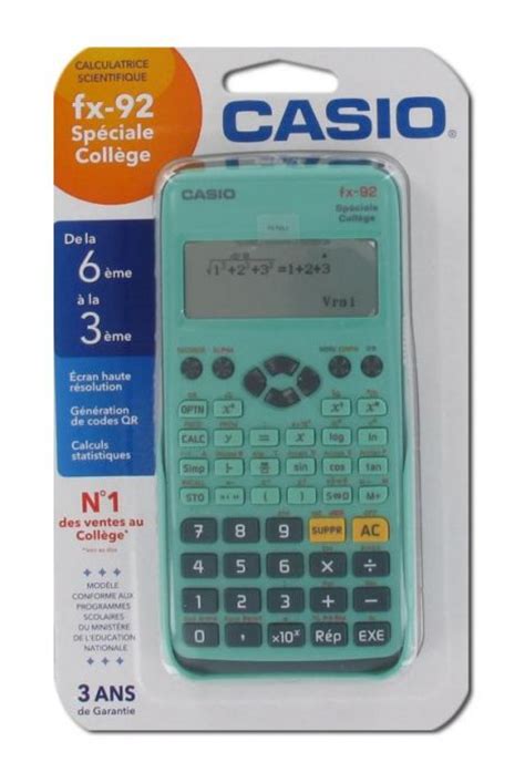 Casio Calculatrice Scientifique Fx 92 Fx 92 Spéciale Collège Lpmarocaine