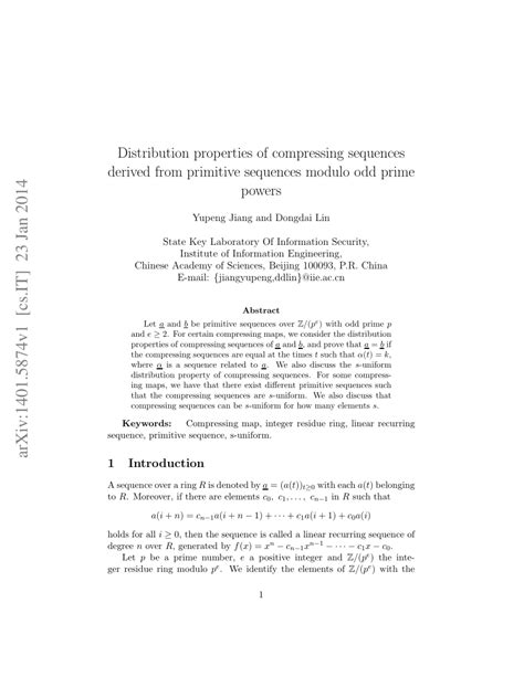 Pdf Distribution Properties Of Compressing Sequences Derived From