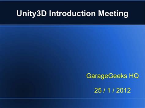 Unity Introduction For Programmers Ppt