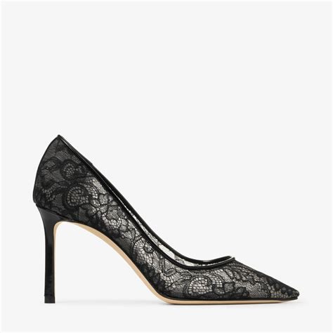 Romy 85 Black Jimmy Choo Lace Pumps Jimmy Choo